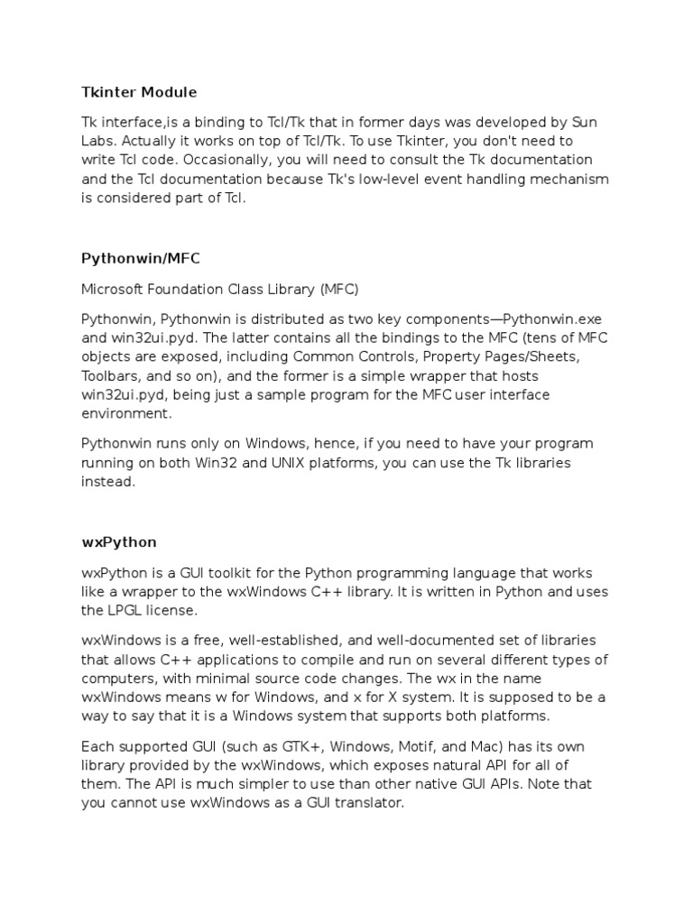 Python Gui | PDF | Application Programming Interface | Graphical User Interfaces