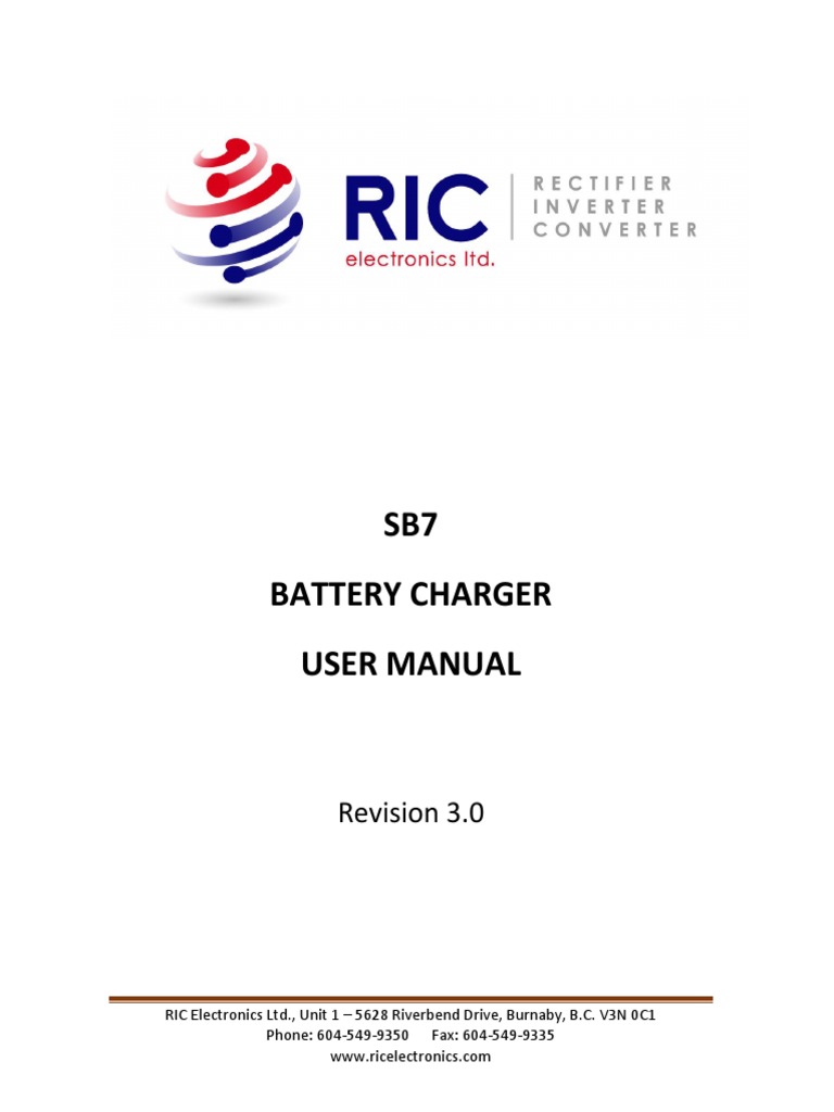 SB7 Battery Charger User Manual Rev3.0 | PDF | Battery Charger | Power ...