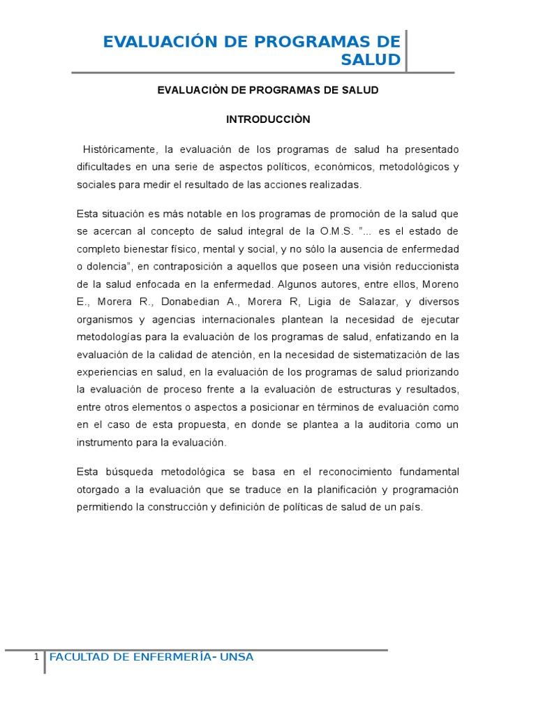 Evaluación De Programas De Salud Descargar Gratis Pdf Evaluación 0835