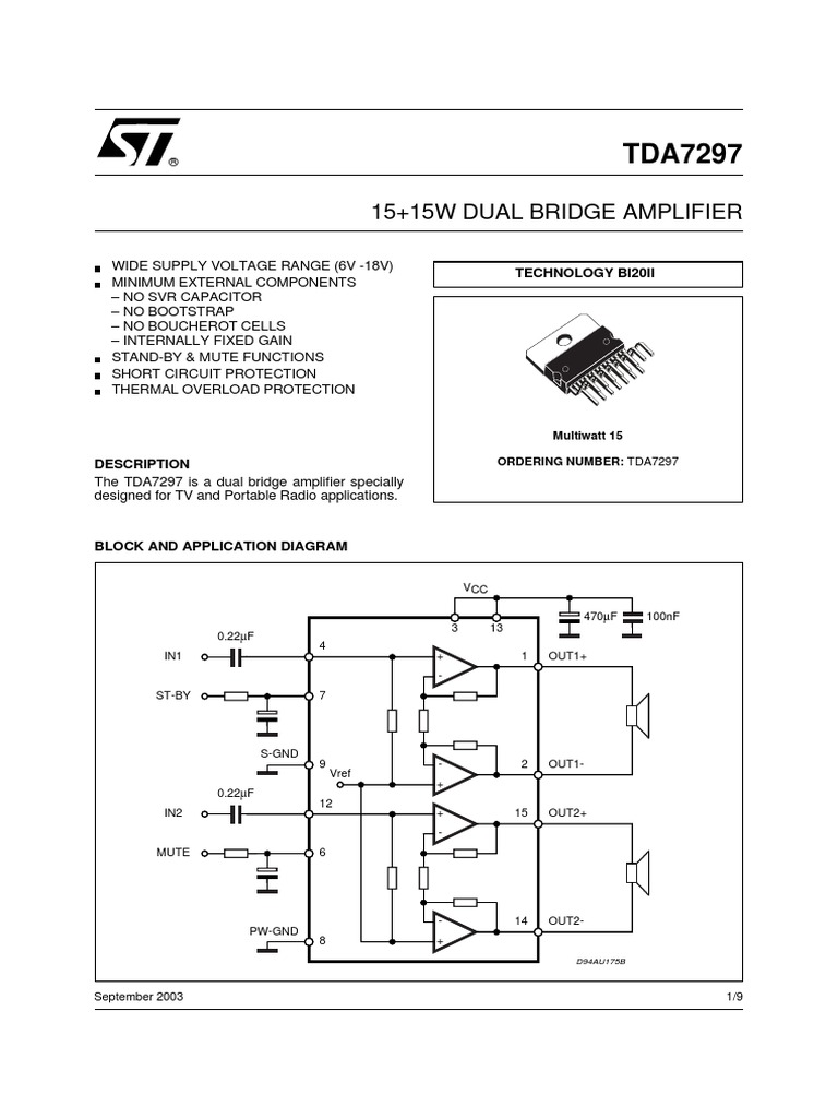 Circuito Integrado Tda7297 | PDF