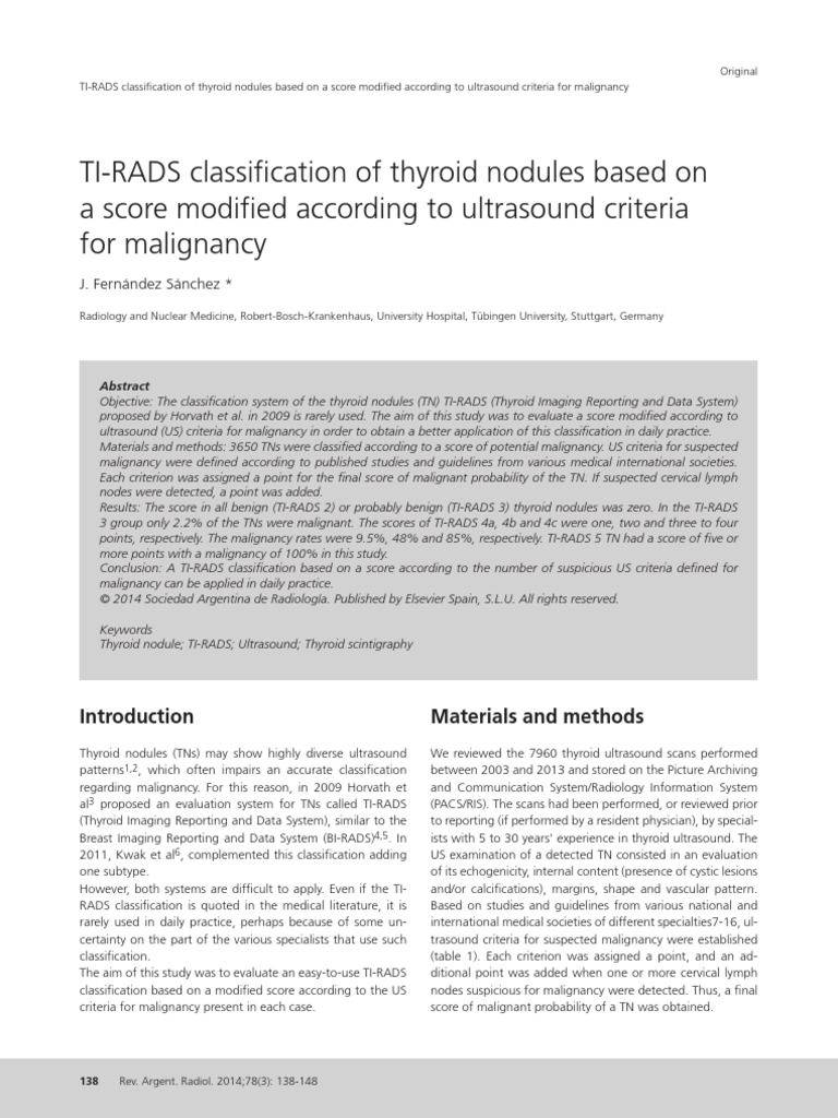 Tirads | PDF | Medical Imaging | Medical Ultrasound