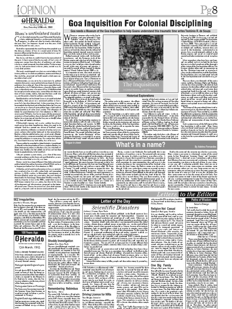 Goa Inquisition For Colonial Disciplining | PDF | Society Of Jesus ...