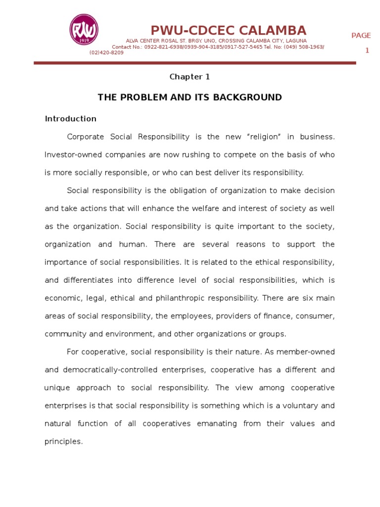 Chapter1.the Problem and Its Background | PDF | Cooperative | Corporate ...