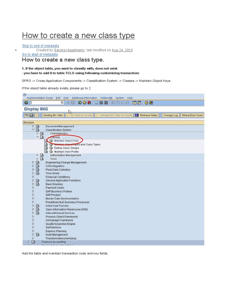 Creating a New Class Type in SAP | PDF | Computers