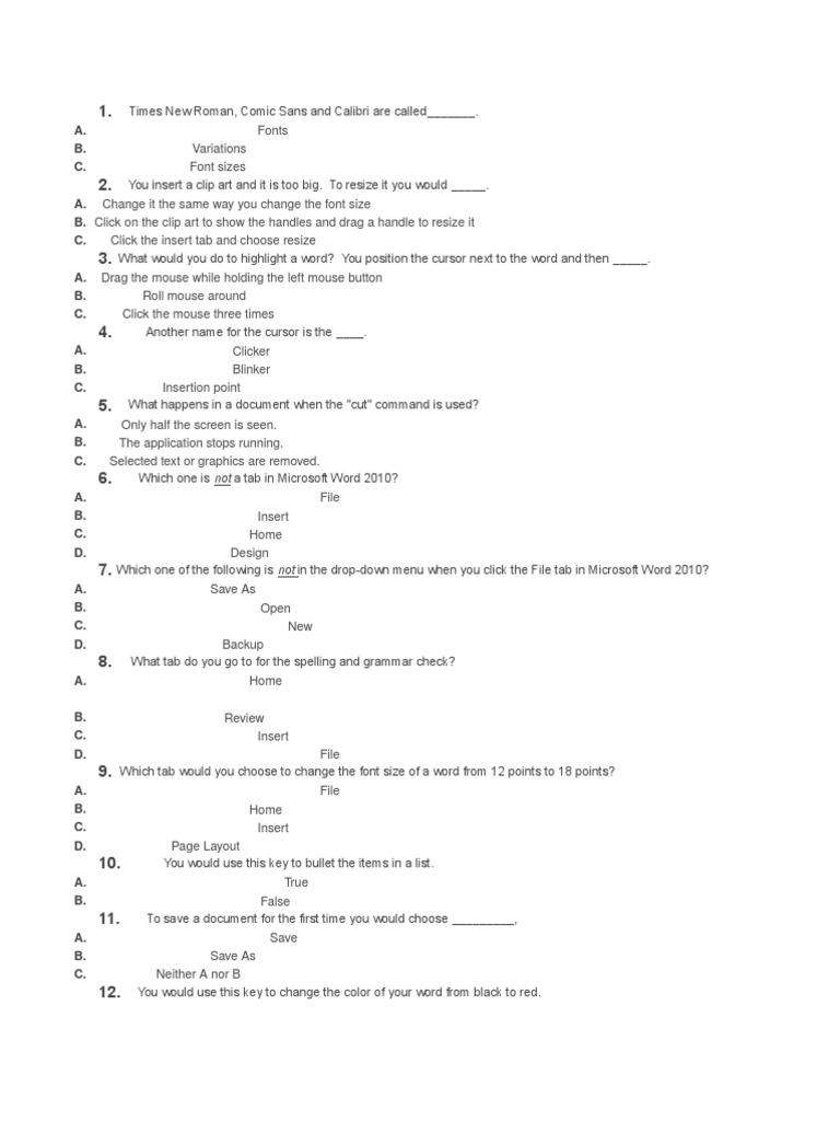 Ms Word Exam | PDF | Microsoft Word | Tab (Gui)
