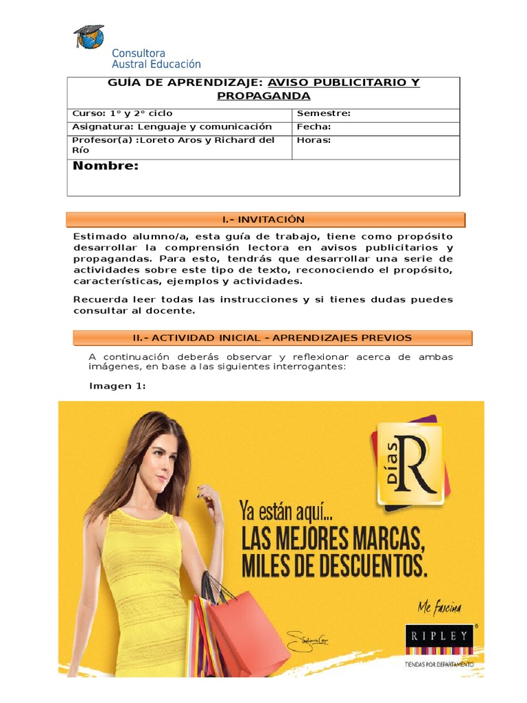 Guía de Aprendizaje - Publicidad y Propaganda (1ero y 2do Ciclo ...