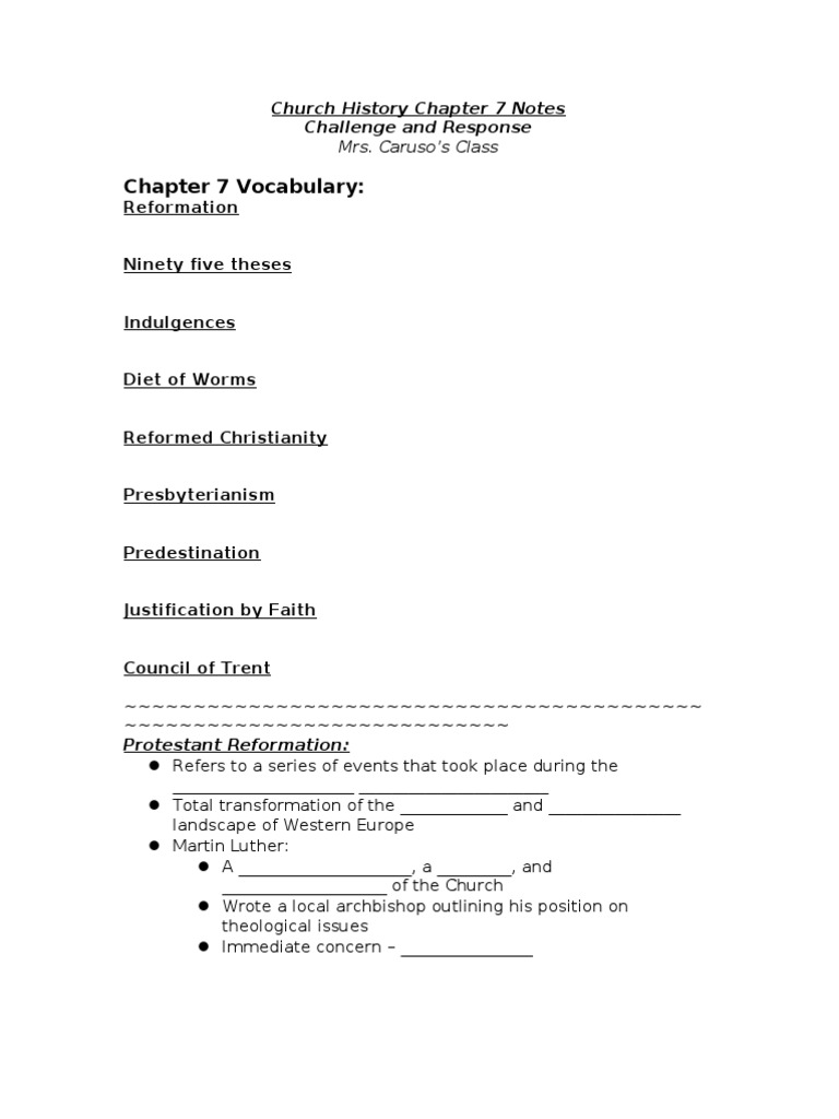 Church History Chapter 7 Notes | PDF | Martin Luther | Indulgence