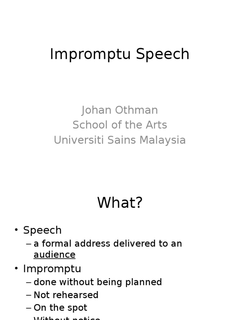 Impromptu Speech Tips | PDF | Public Speaking | Emotions