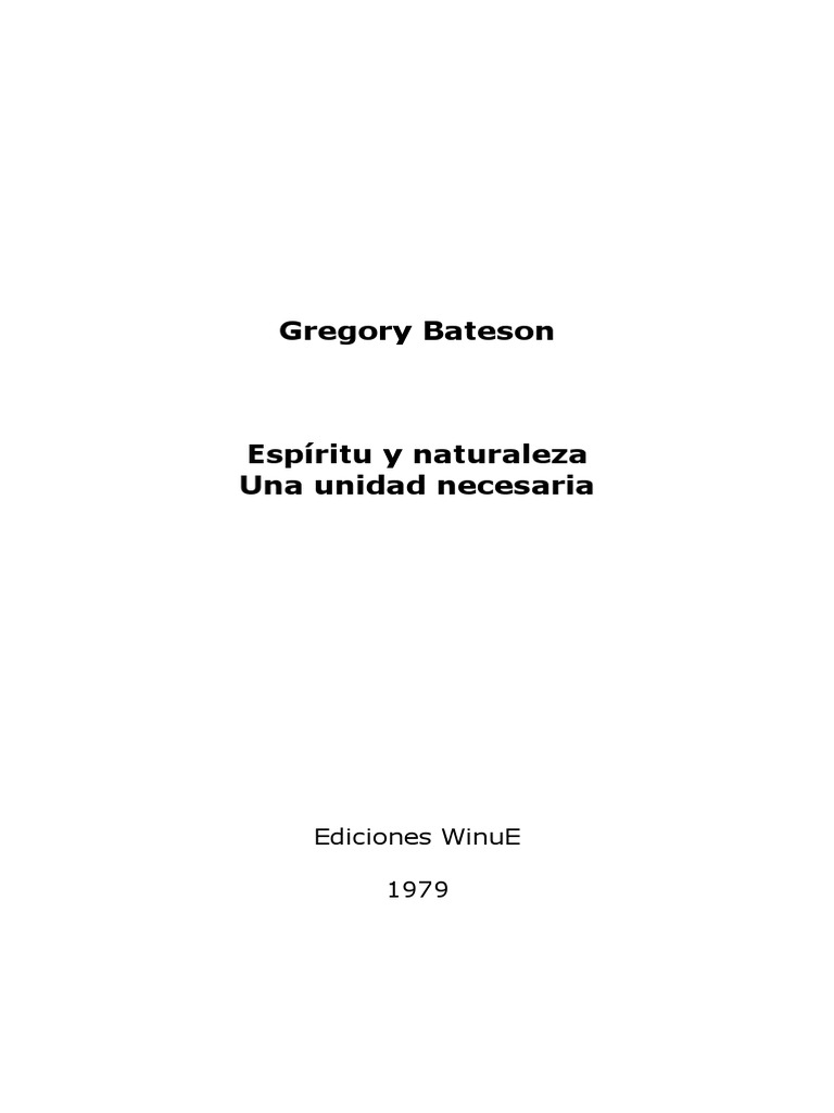 Gregory Bateson 1979 Espiritu y Naturaleza | PDF | Percepción | Science