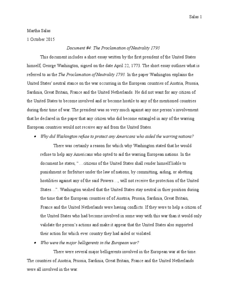 Washington's 1793 Neutrality Proclamation | PDF | History