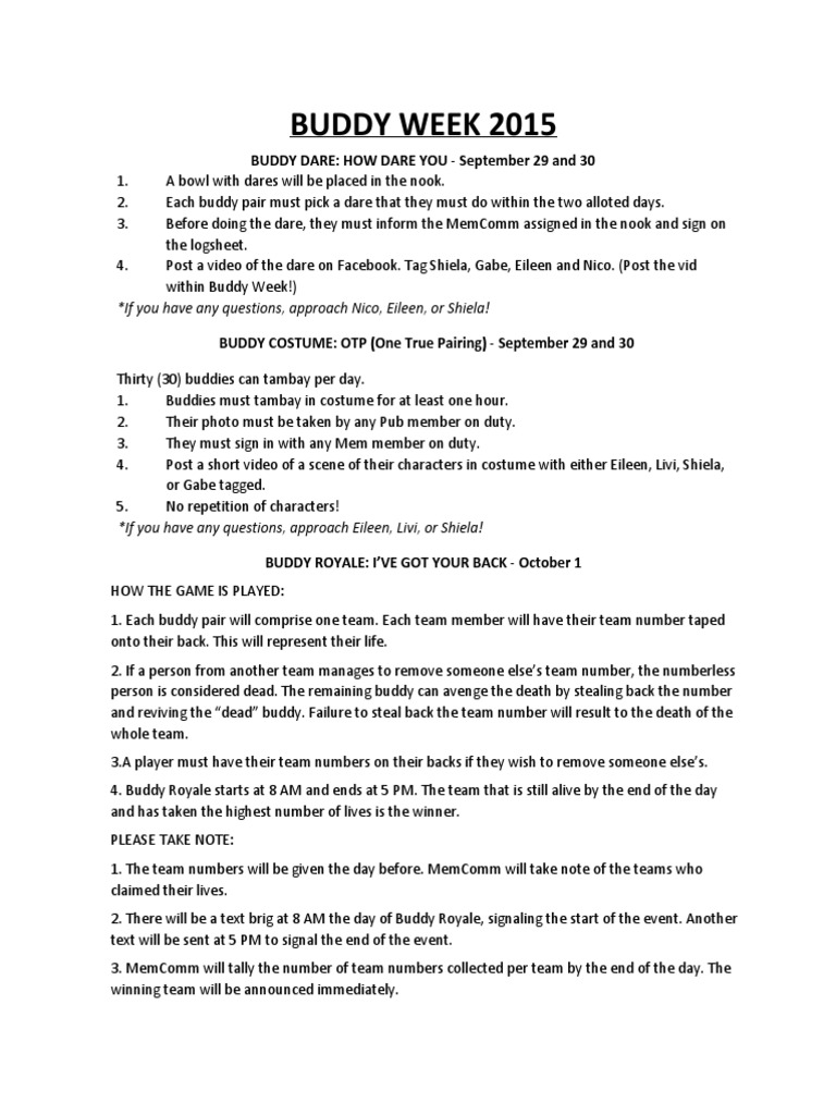 Buddy Week 2015 Scrapbook | PDF | Leisure