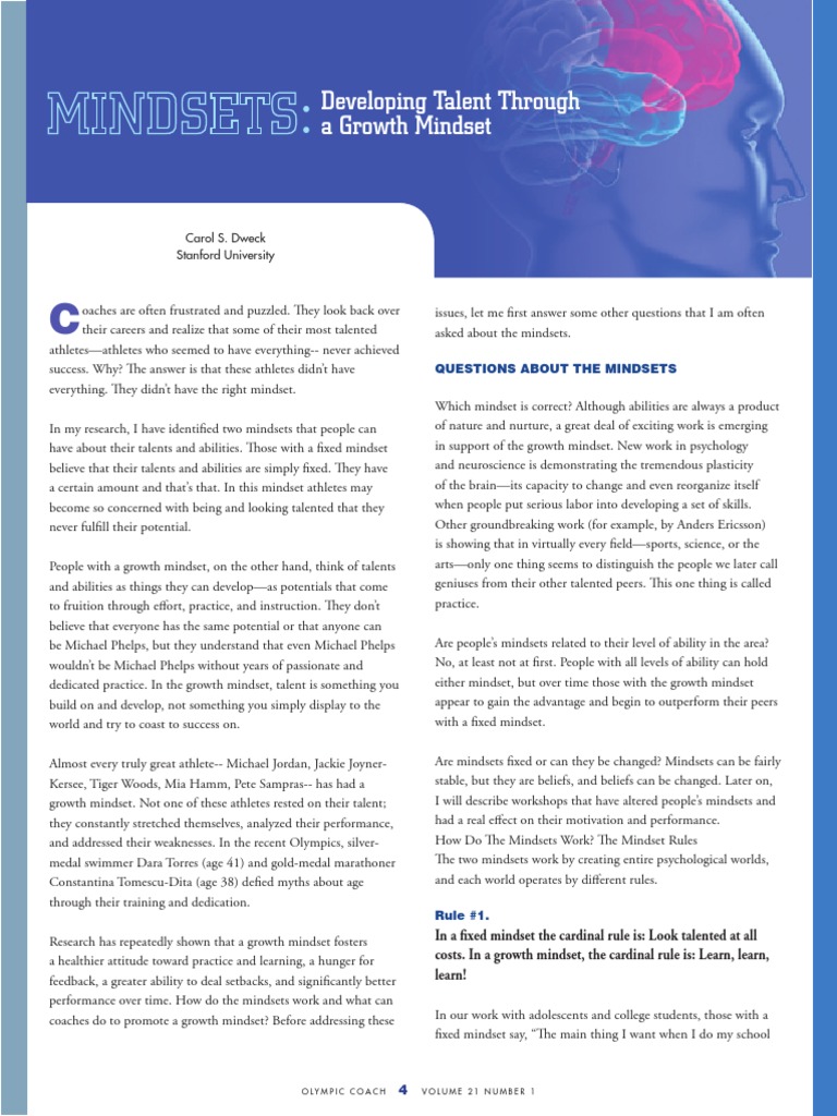 Mindset Carol Dweck Pdf Mindset Cognition