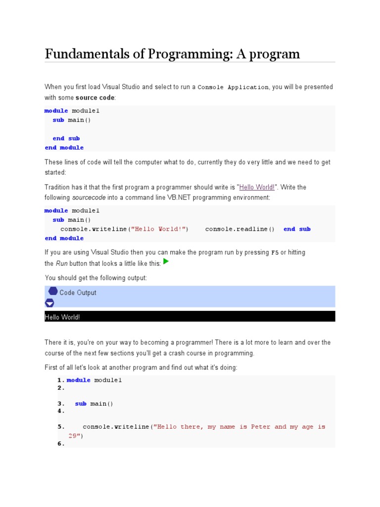 Fundamentals Of Programming Pdf Subroutine Parameter Computer Programming