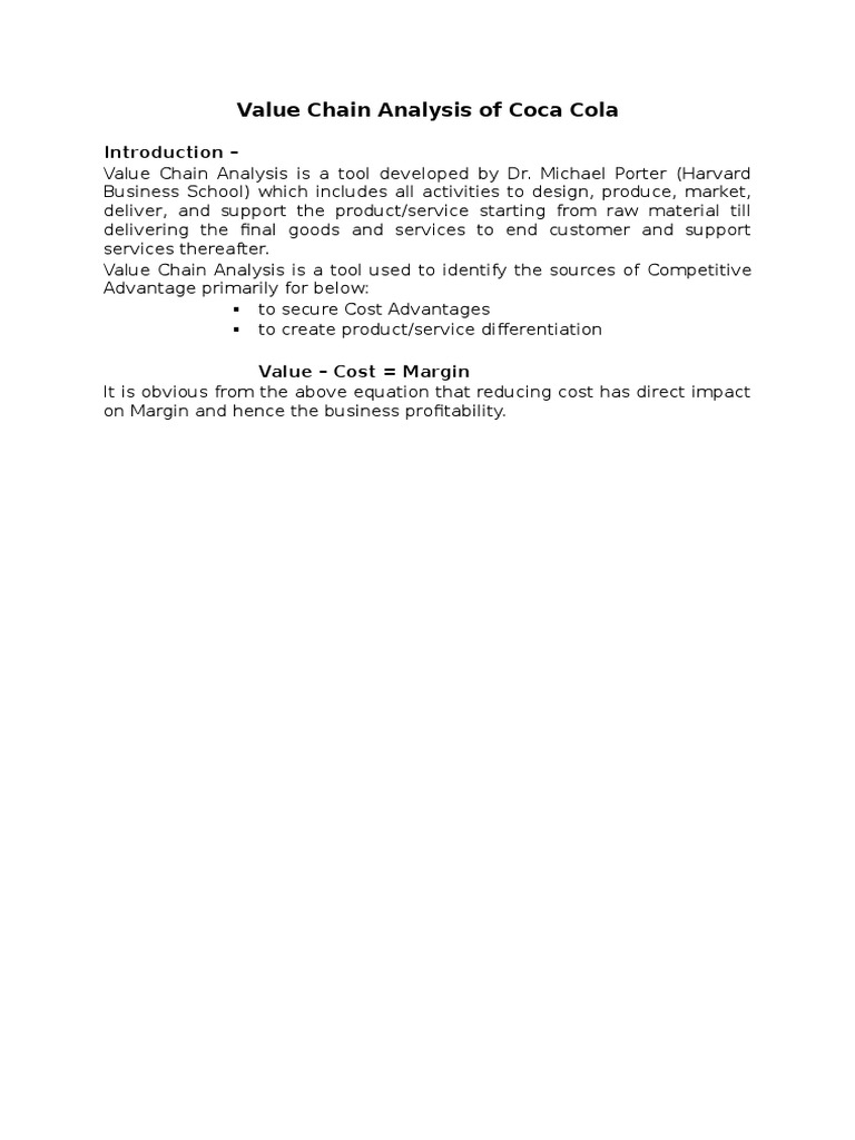 Coca Cola Value Chain Analysis | PDF | Coca Cola | Value Chain