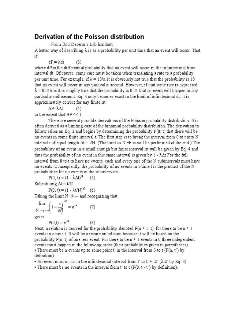 Deriving the Poisson Distribution | PDF | Science & Mathematics