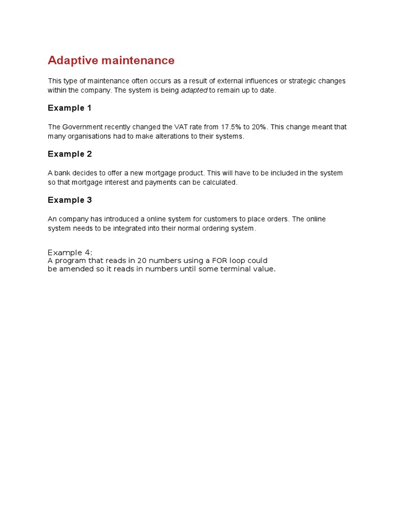Adaptive Maintenance | PDF