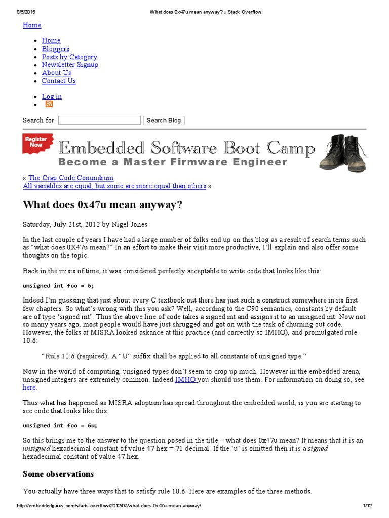 What Does 0x47u Mean Anyway - Stack Overflow | PDF | Integer (Computer ...
