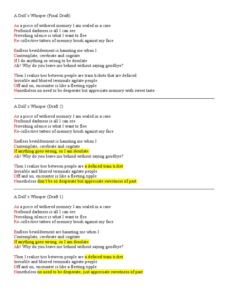 Rae Poem Final Draft 1 | PDF