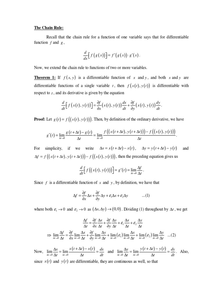 The Generalized Chain Rule: Extending the Chain Rule to Functions of ...