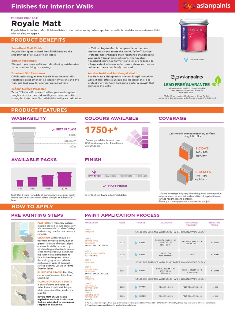 Royale Matt PIS | PDF | Acrylic Paint | Paint