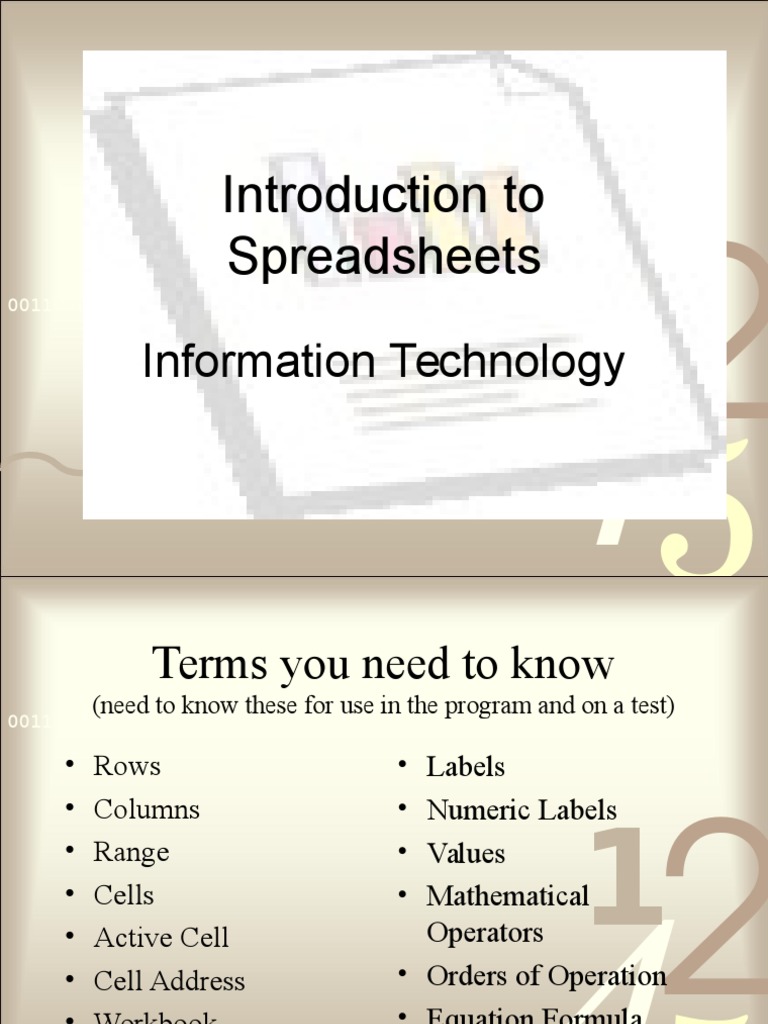 Intro To Spreadsheets | PDF | Spreadsheet | Microsoft Excel