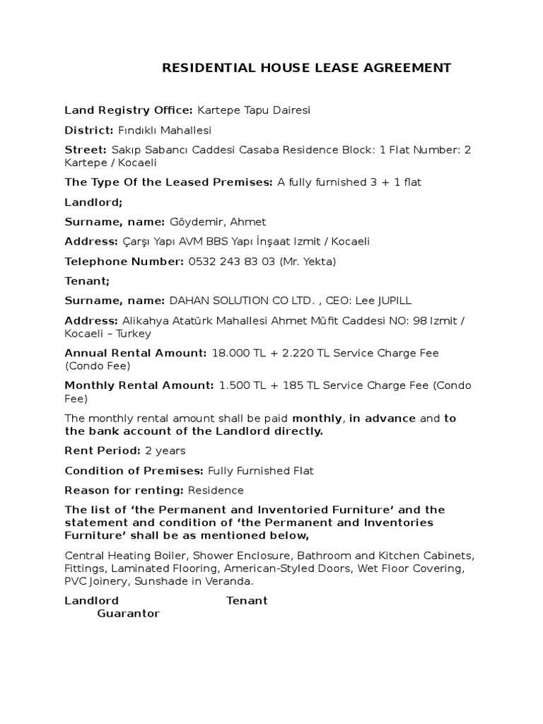 Residential House Lease Agreement | PDF | Lease | Leasehold Estate