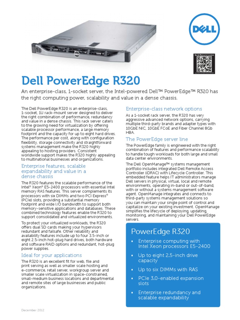 Dell PowerEdge R320 Spec Sheet | PDF | Scalability | Virtualization