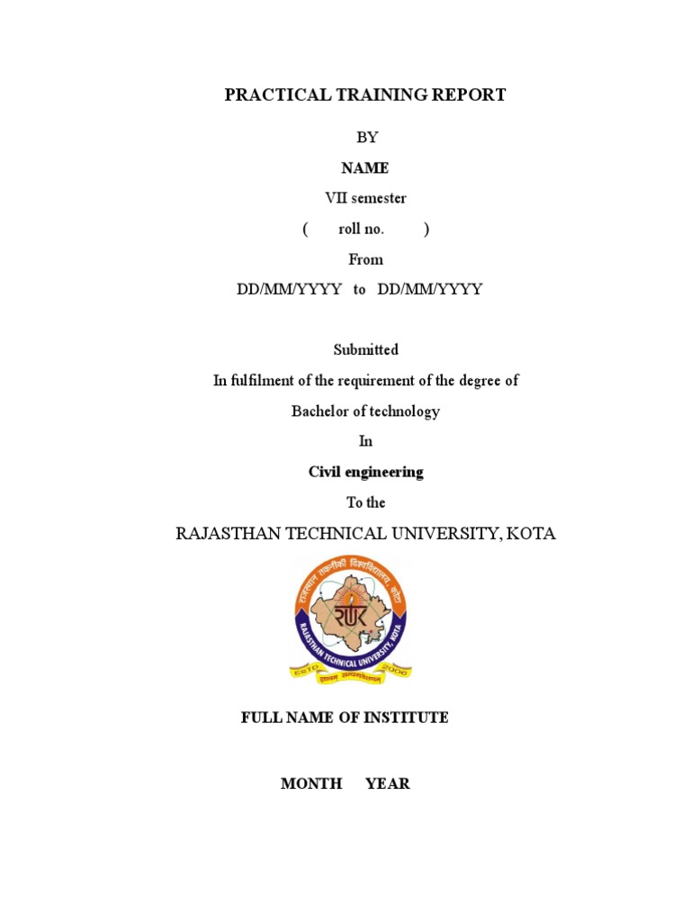 Practical Training Report: Rajasthan Technical University, Kota | PDF
