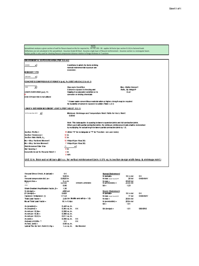 ACI 350-06 Example | PDF | Beam (Structure) | Concrete
