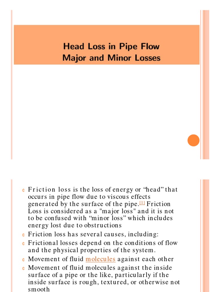 Head Loss in Pipes | PDF