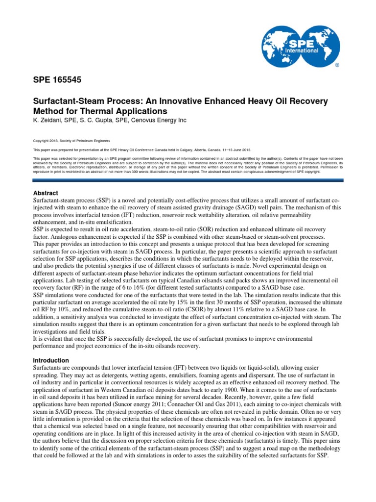 Surfactant-Steam Process: An Innovative Enhanced Heavy Oil Recovery ...