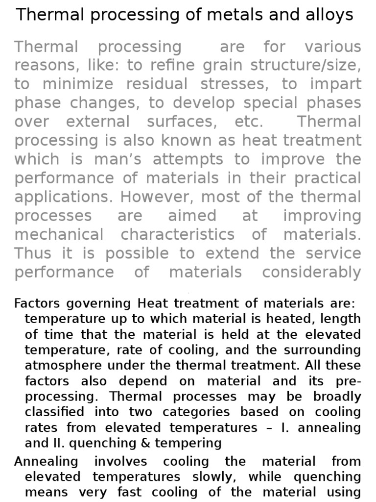 Thermal Processing of Metals Explained | PDF | Annealing (Metallurgy ...