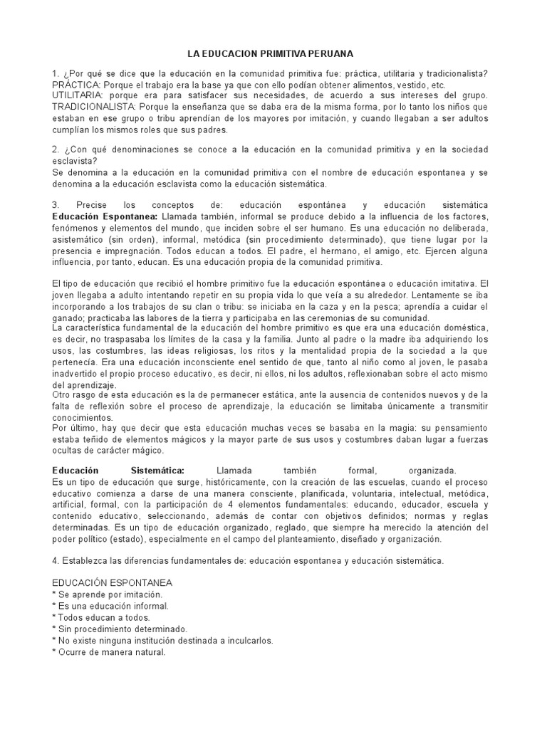 Educación Primitiva Peruana | PDF | Adultos | Aprendizaje