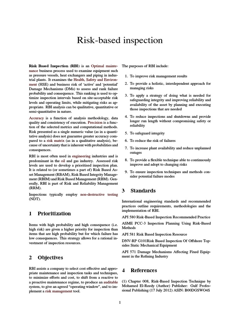 Risk Based Inspection | PDF | Risk | Science