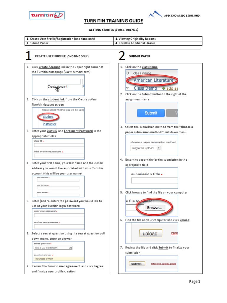 Turnitin Training Guide for Students | PDF