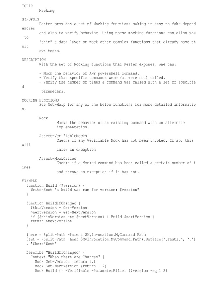 About Mocking - Help | PDF | Unit Testing | Parameter (Computer ...