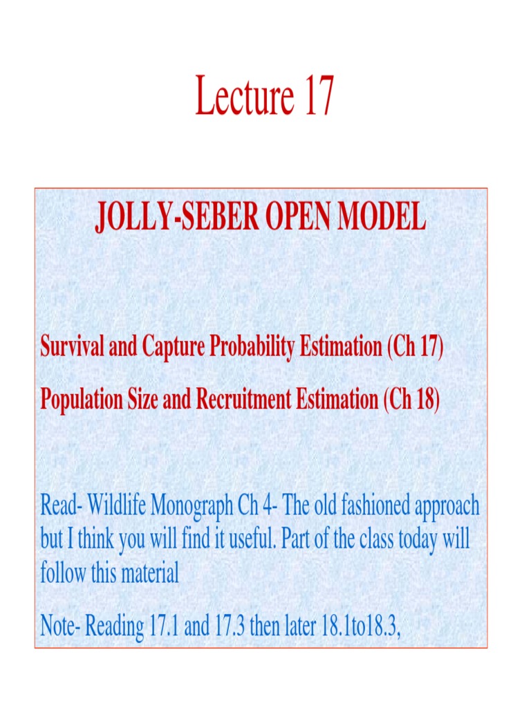 Jolly Seber Model Pdf Akaike Information Criterion Estimator