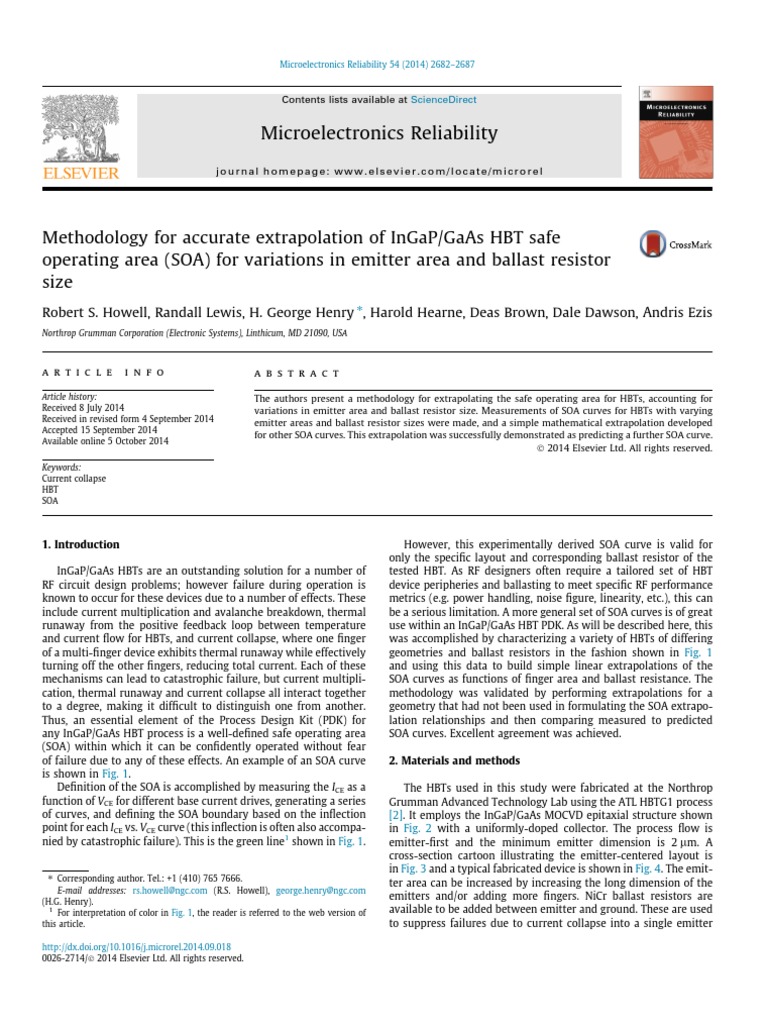 Methodology For Accurate Extrapolation of InGaP/GaAs HBT Safe Operating ... Methodology For Accurate Extrapolation of InGaP/GaAs HBT Safe Operating ...