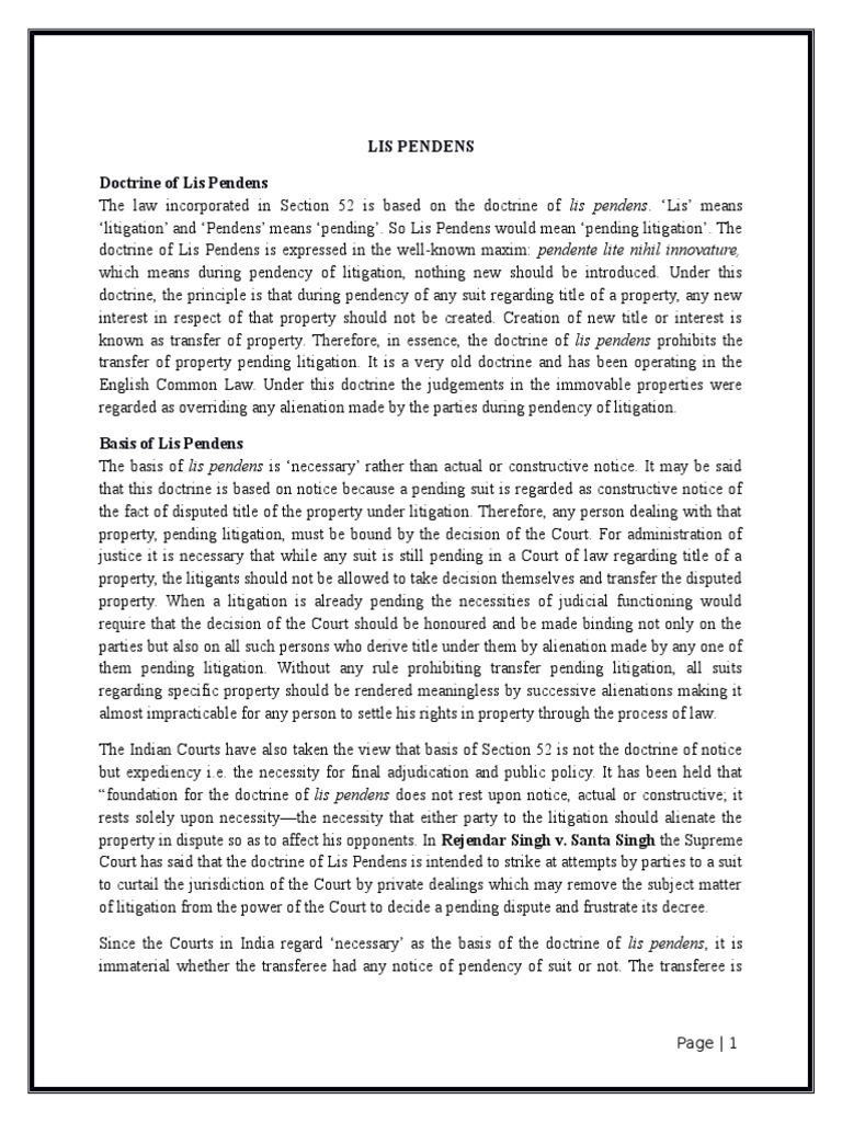 Lis Pendens | PDF | Lawsuit | Property