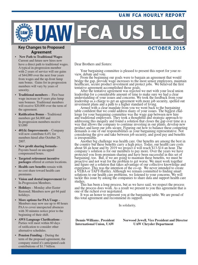 UAW FCA Contract Highlights 2023 | PDF | Emergency | Employment