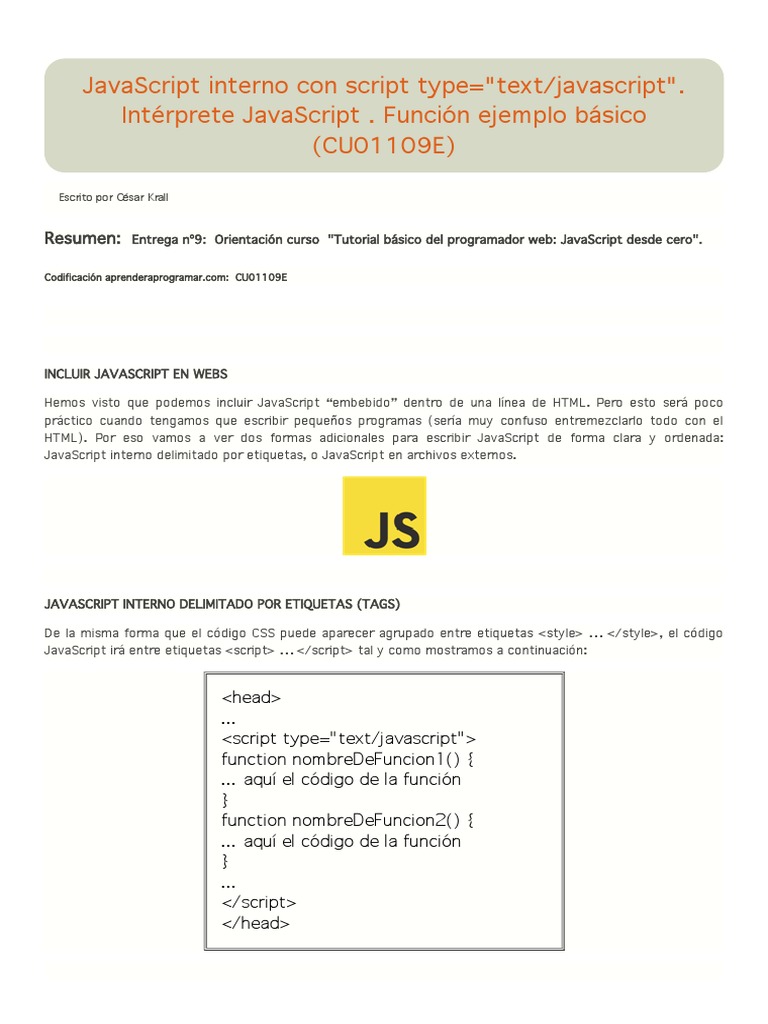 JavaScript Interno Con Script Type - Text - Javascript - Intérprete ...
