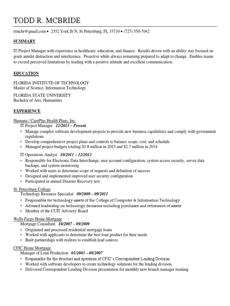 Todd Mcbride Resume | PDF