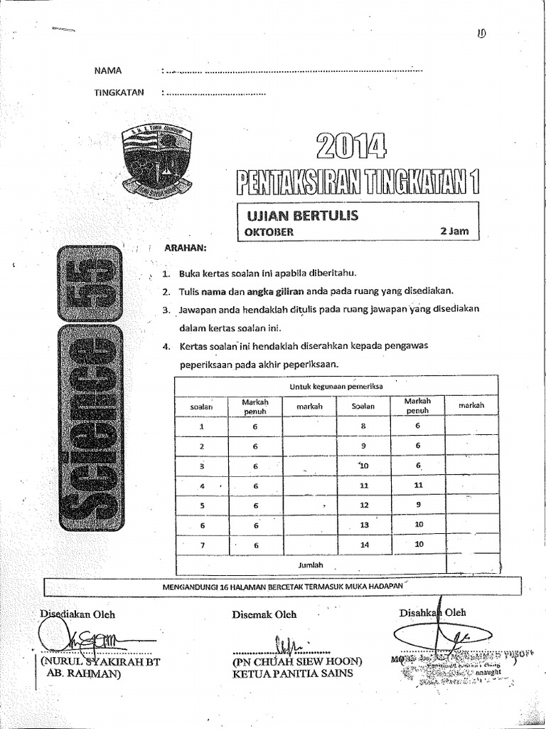 Form 1 Sciencefinal Exam Paper | PDF