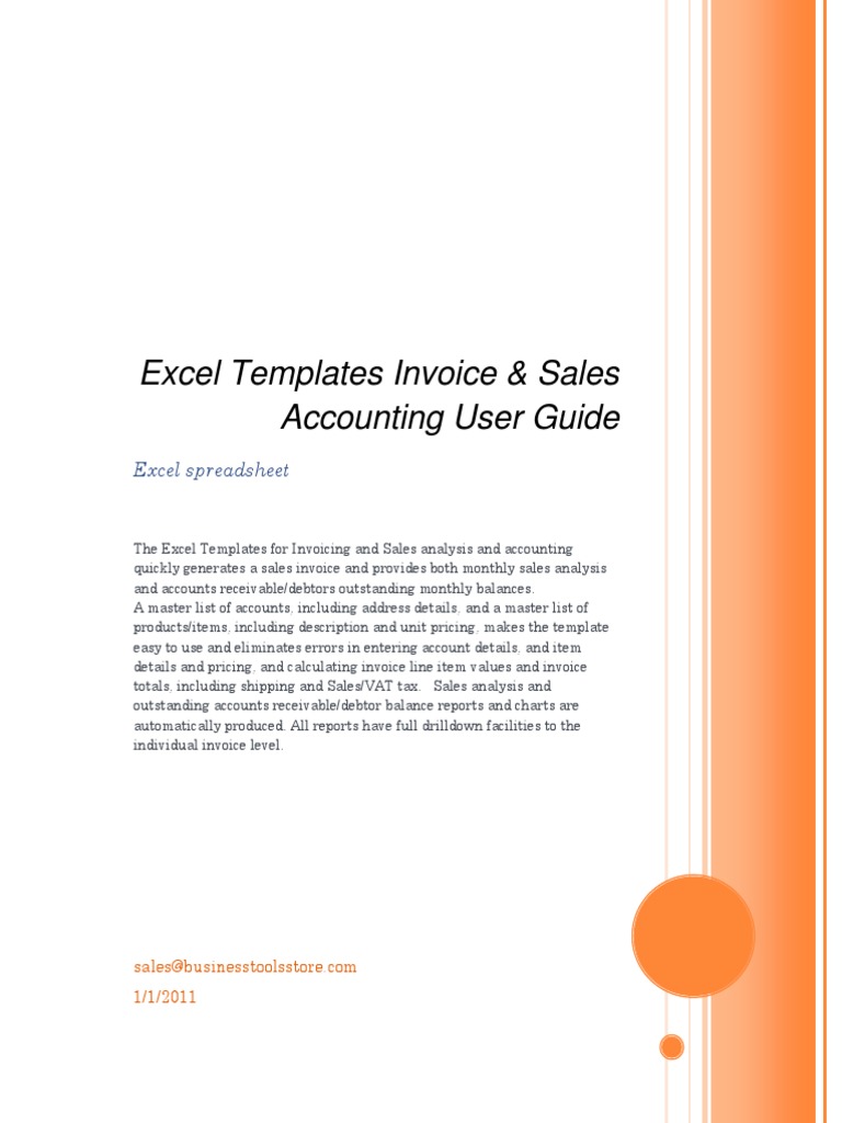 Excel Templates Invoice & Sales Accounting User Guide | PDF | Microsoft ...
