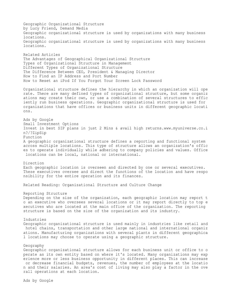 Geographic Organizational Structure | Download Free PDF ...
