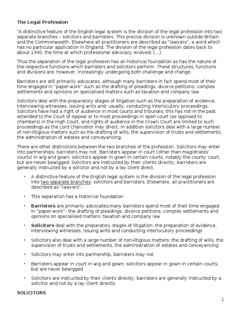 Legal Profession | Barrister | Solicitor