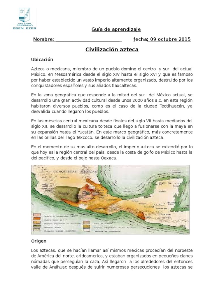 Guia de Los Aztecas 8° Año | Descargar gratis PDF | azteca | Ciudad de ...