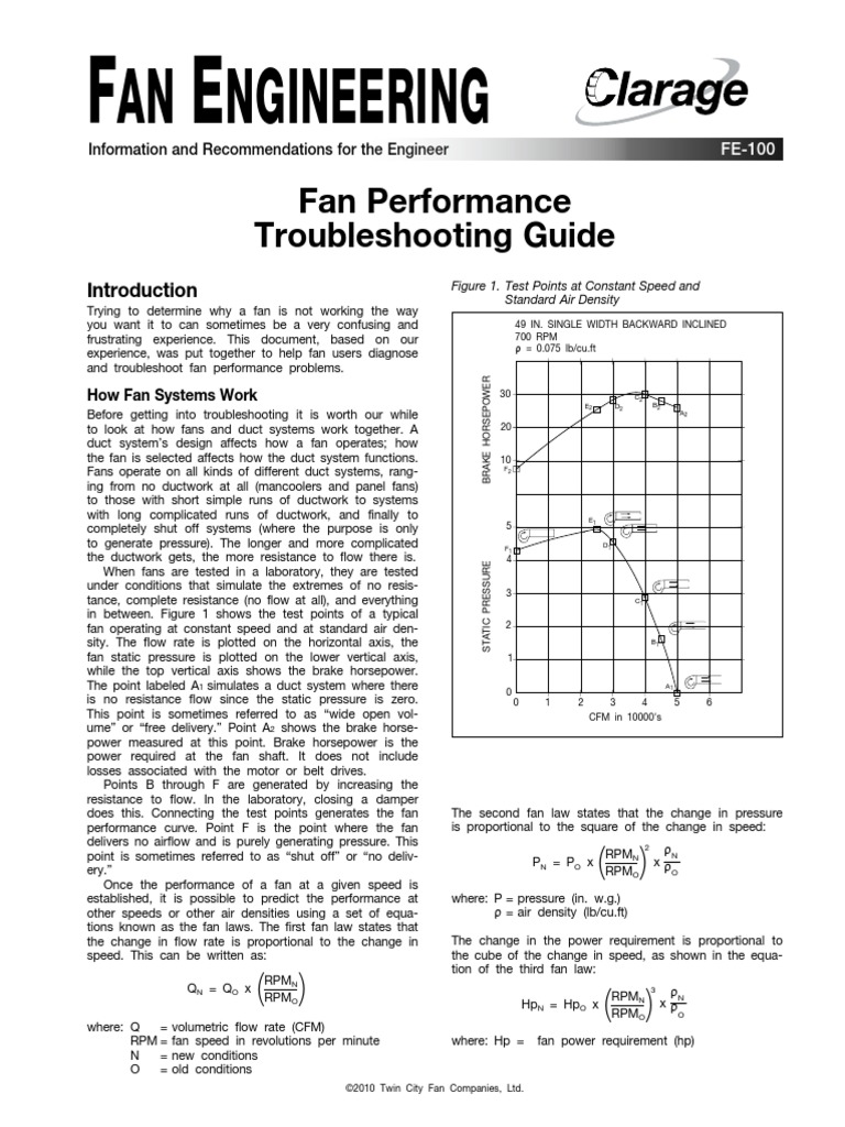 Fan Performance Troubleshooting Guide Fe 100 | PDF | Duct (Flow ...