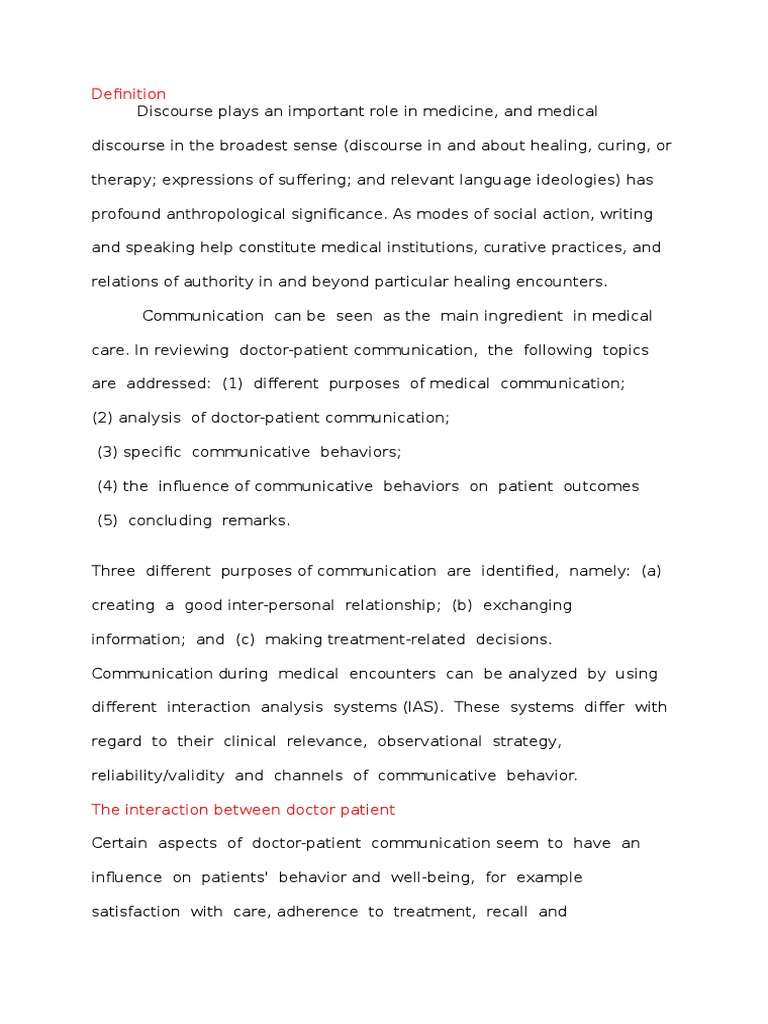Medical Discourse Analysis | PDF | Patient | Discourse
