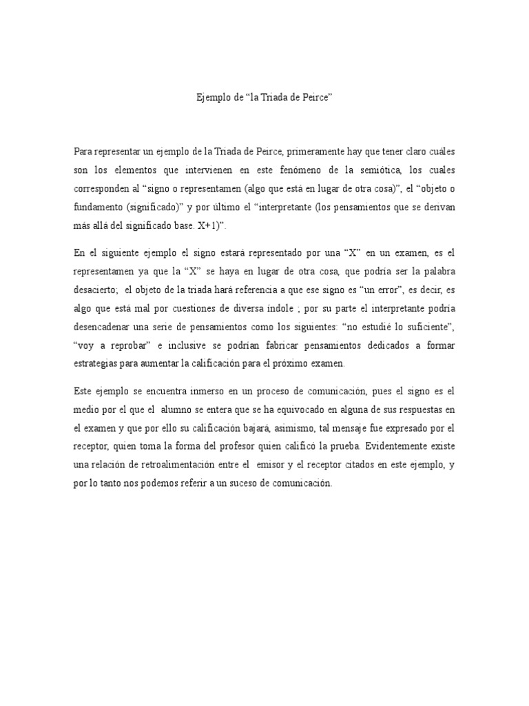 Ejemplo de la Triada de Peirce | PDF | Artes del Lenguaje y ...